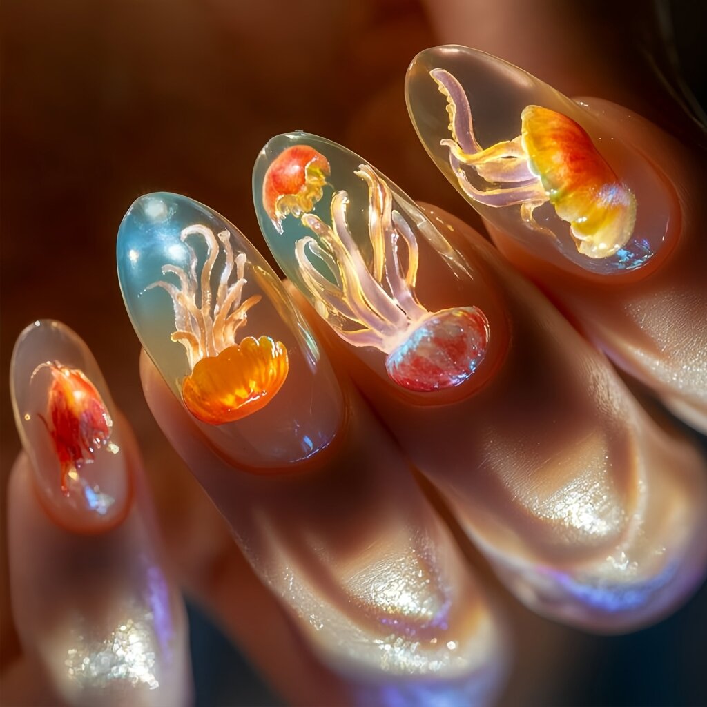 Упаковка из 24 Прозрачных Миндальных Лаков Для ногтей Glossys Finish Party Fake Nail