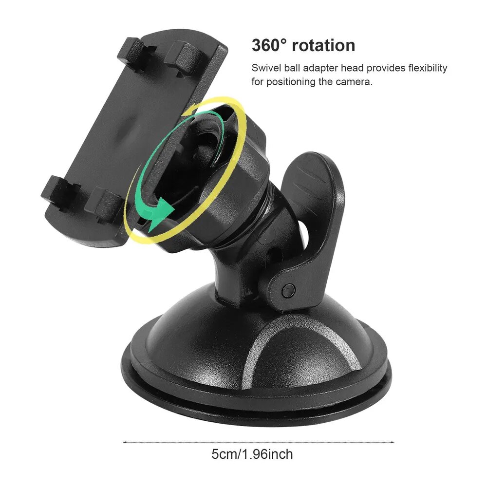 Автомобильная присоска для крепления видеорегистратора с 6 типами адаптеров, кронштейн для камеры с поворотом на 360 градусов (черный)