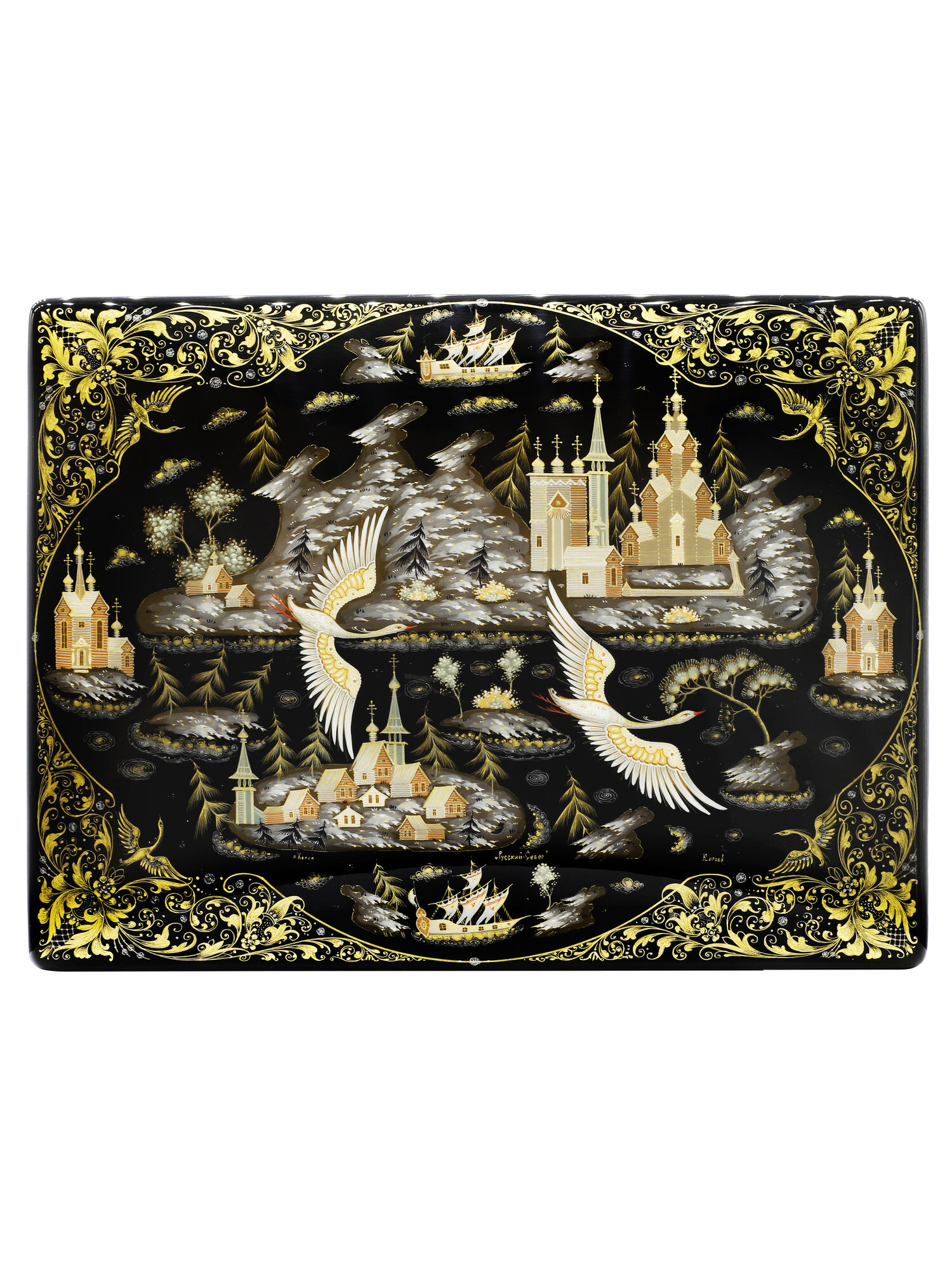 Шкатулка Холуй "Русский Север", прямоугольник, авт. Киров А.