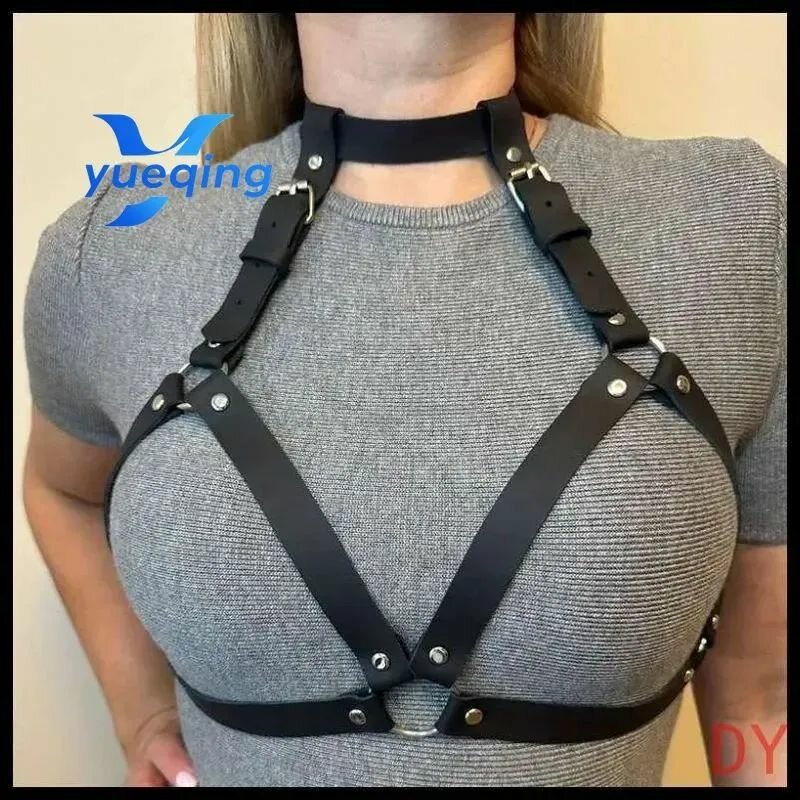 Кожаный нагрудный ремень, связывание груди, сексуальное женское белье, черный