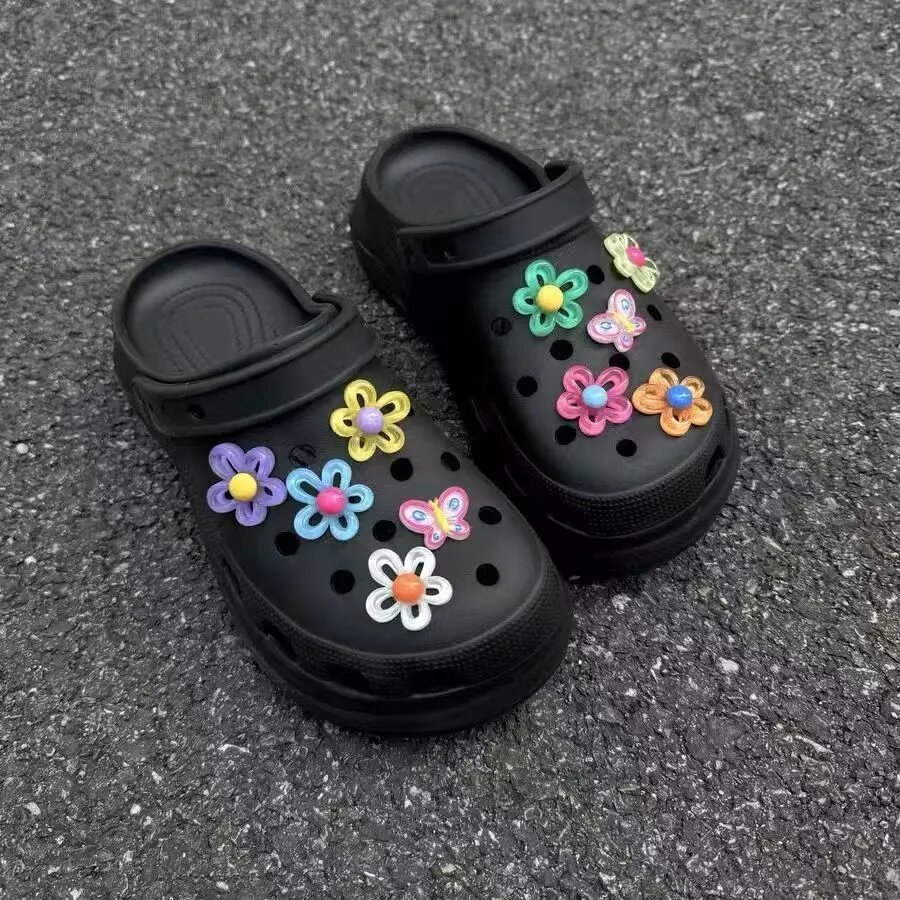 Джиббитсы для Crocs и сабо, подвески-цветы и бабочки, материал ЭВА, нежно-пастельные цвета