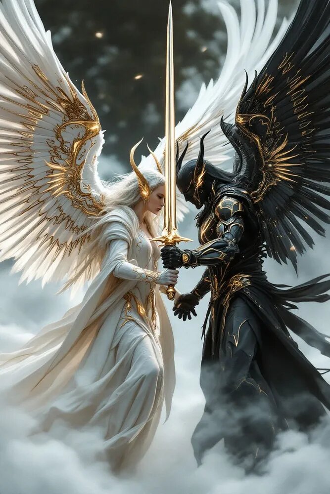 Алмазная Картина "Ангелы И Демоны" 40х50 См Алмазная Вышивка / Картина Стразами Подарков