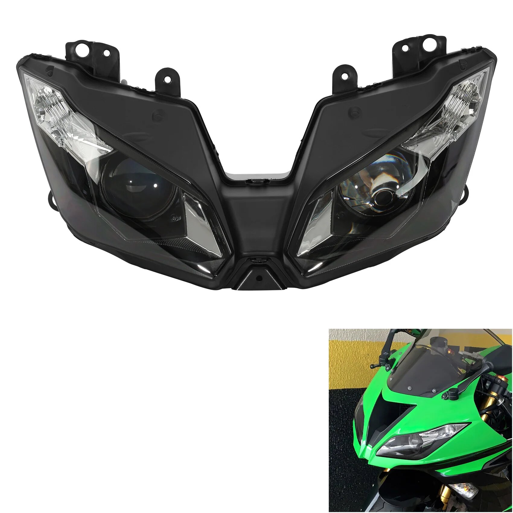 Передняя фара в сборе, подходит для Kawasaki Ninja ZX6R ZX636 2013-2018