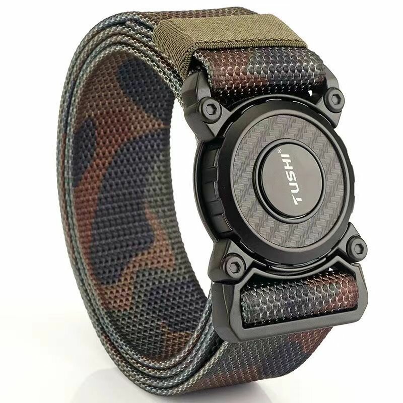 Тактический ремень для мужчин с автоматической пряжкой и быстрым снятием, эластичный растяжимый ремень из холста для тренировок и рабочей одежды