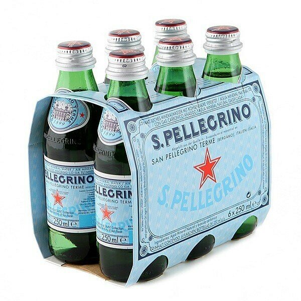 Вода минеральная S.Pellegrino 6 шт х 0.25л, газ, стекло