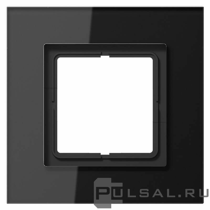 LSP981GLSW Рамка 1 пост вертикальная горизонтальная стекло черный LS plus