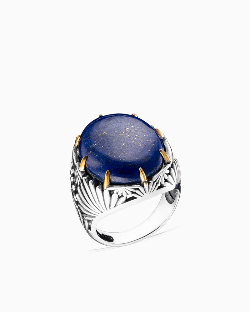 Кольцо, серебро, 925 проба, лазурит