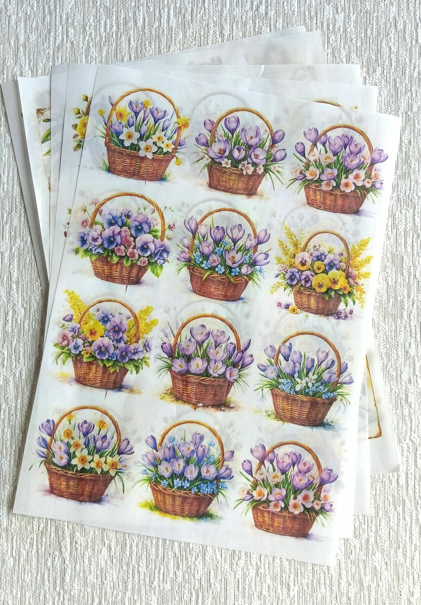 Набор бумаги для декупажа 5 листов А4, 40 гр/2м.