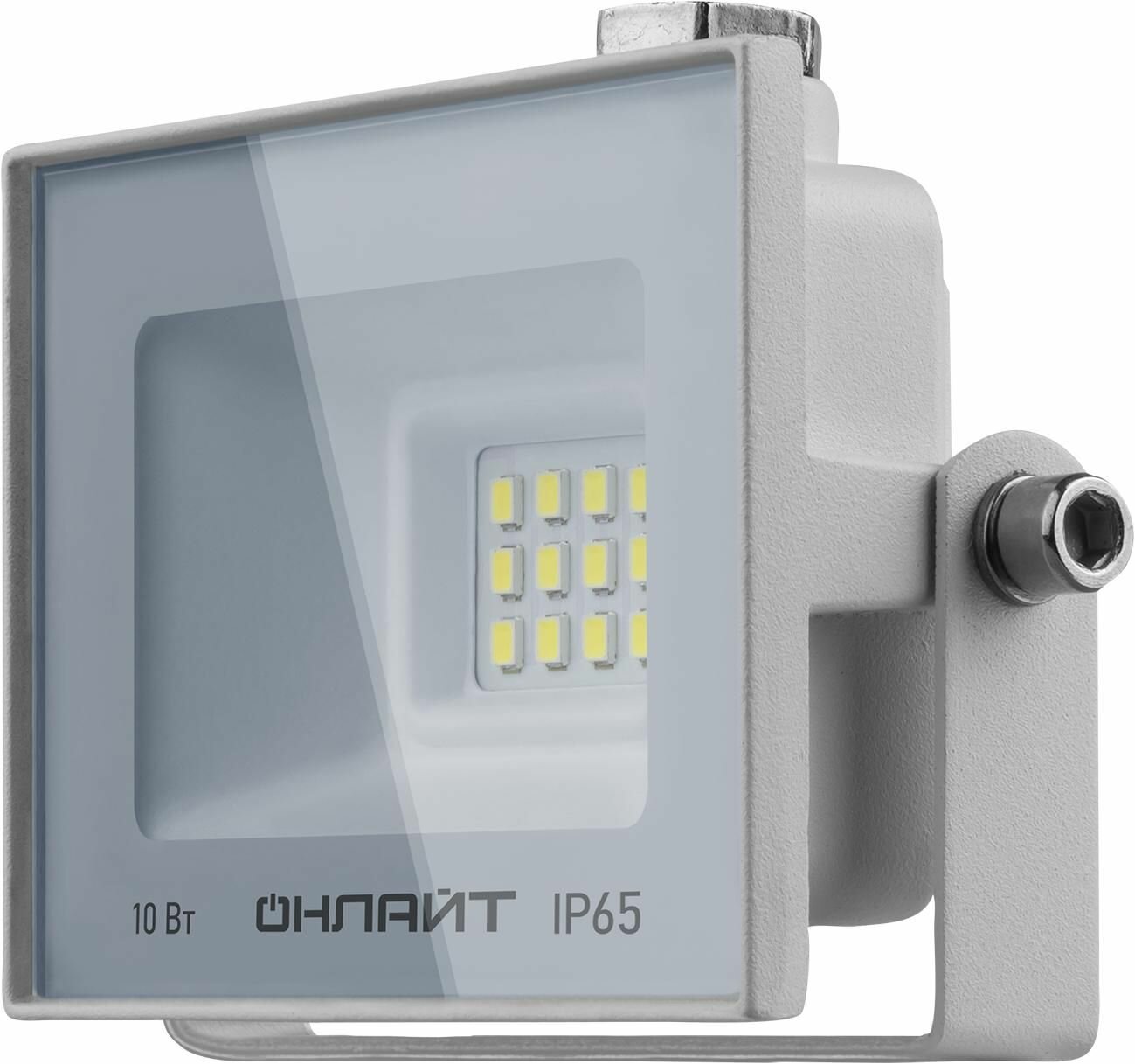 Прожектор светодиодный онлайт мощность 10 Вт, цветовая температура 4000 К, степень защиты IP65, уличный, белый корпус