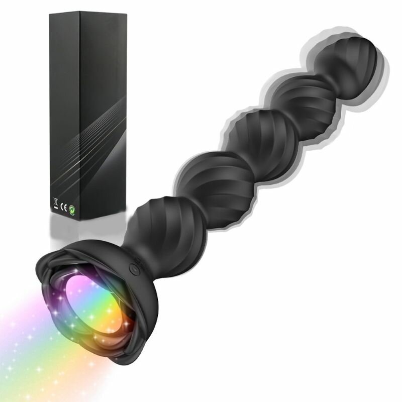 Красочная розовая светящаяся анальная пробка-черное приложение с коробкой