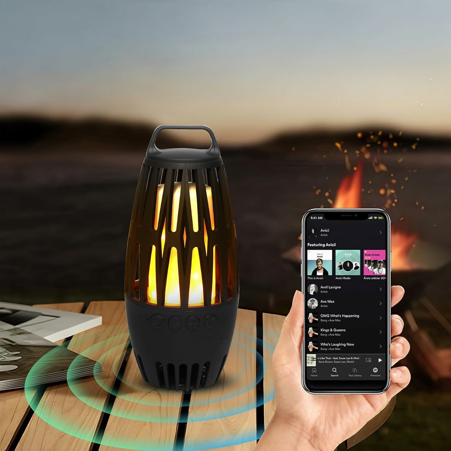 Marstey светодиодный динамик с эффектом пламени - богатый бас, привет-Fi, водонепроницаемый, Bluetooth 5,0 беспроводной портативный динамик для iPhone, iPad, Android, ПК