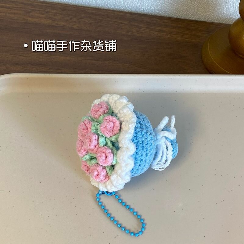 DIY креативное вязание пряжей мини-ручной цветок маленький букет, брелок для сумки, подвеска, лучший подарок для друга, готовый продукт
