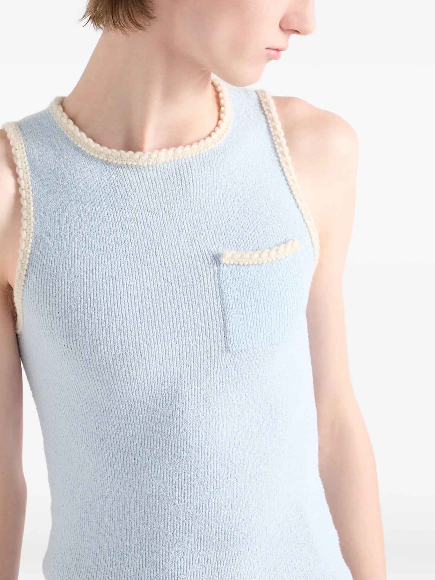 Топ Prada Contrast-trim tank top, размер 50, blue — фото 1