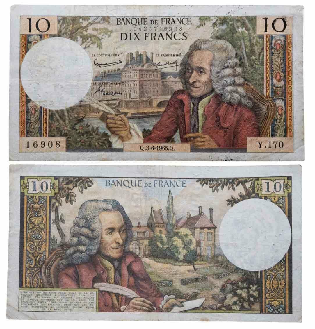 Франция 10 франков 1965 Voltaire, Вольтер