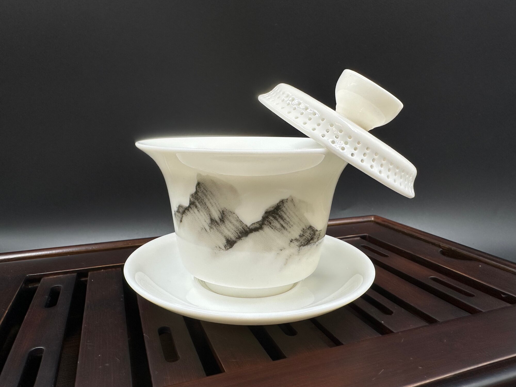 Гайвань с подвешенной крышкой, «ленивая» гайвань с фильтрующей крышкой на 360°, 130мл.