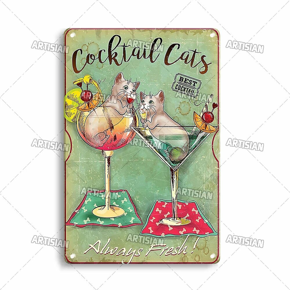 Артизийский Кот, ретро металлический знак, забавный питомец, винтажный знак, декоративная Жестяная Табличка, гараж, бар, паб, клуб, кухня, дома, мужская пещера, Настенный декор