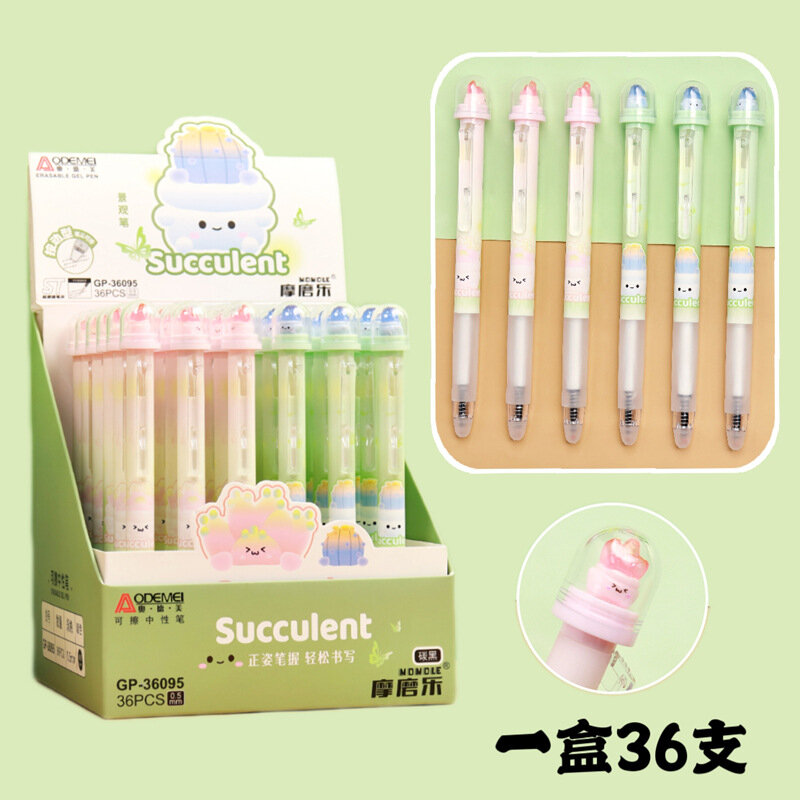 36 упаковок коробочных ручек с гелевой стираемой пастой для студентов, карандашные стираемые ручки, кристально синий угольный черный 0.5 мм