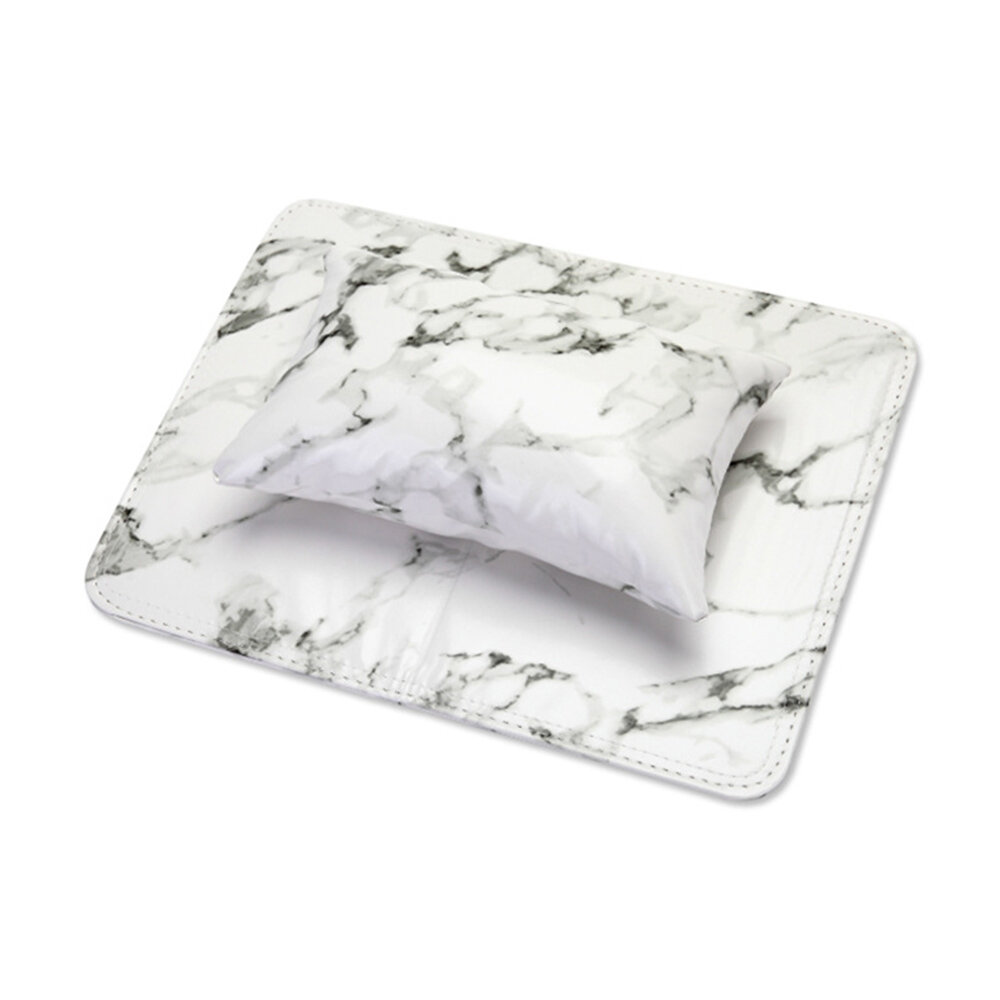 Набор подушка для ногтей и подлокотник для рук, подлокотник, подушка из ПУ кожи, подушка для маникюра с мраморным рисунком, для салона и дома, материал пена+ПУ кожа, цвет белый/черный (выбор), размер упаковки 31*15*7см, вес упаковки 375г, в комплект