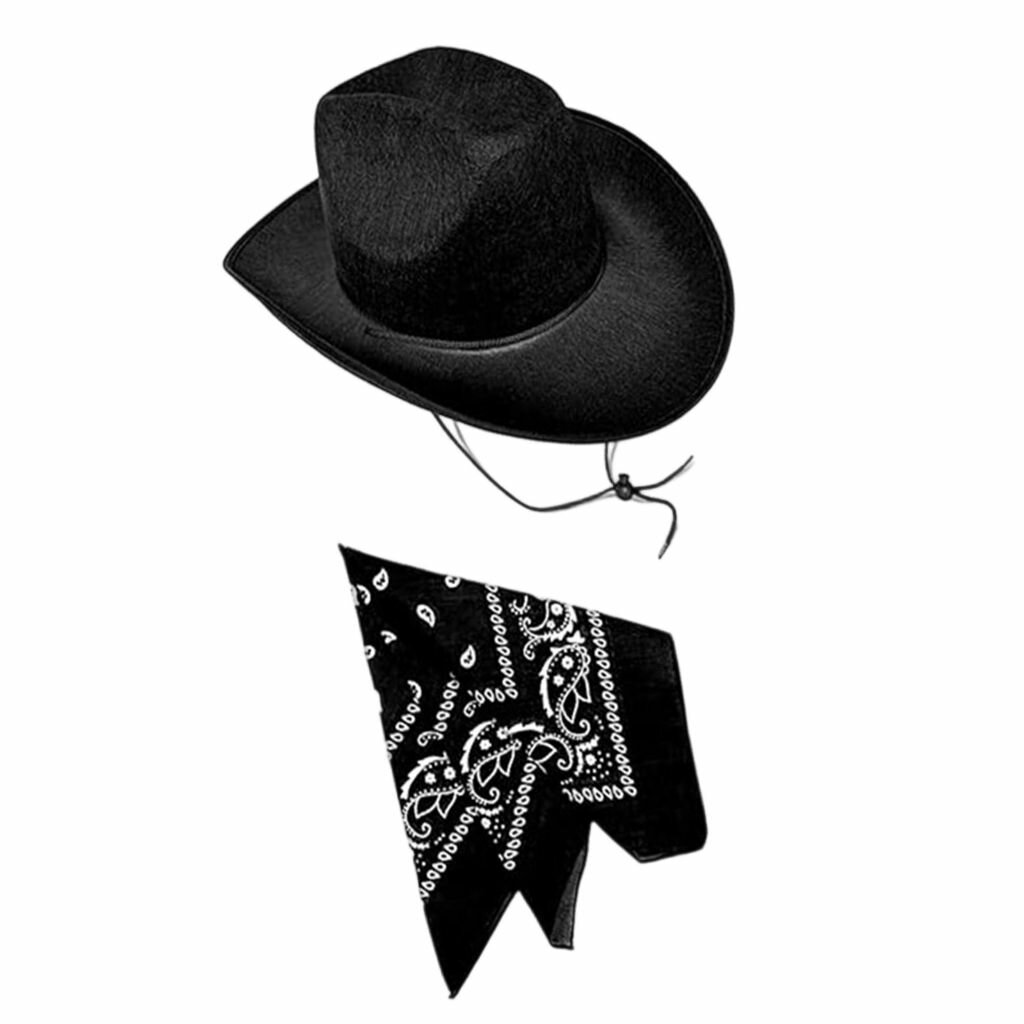 Детский Комплект ковбойских Шляп с квадратным шарфом-Черный