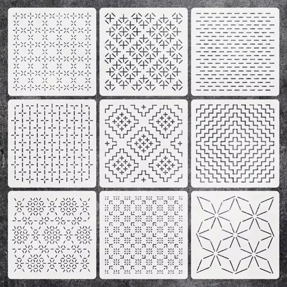 Многоразовые шаблоны для вышивки Sashiko, белый, PET, 9/32 шт.
