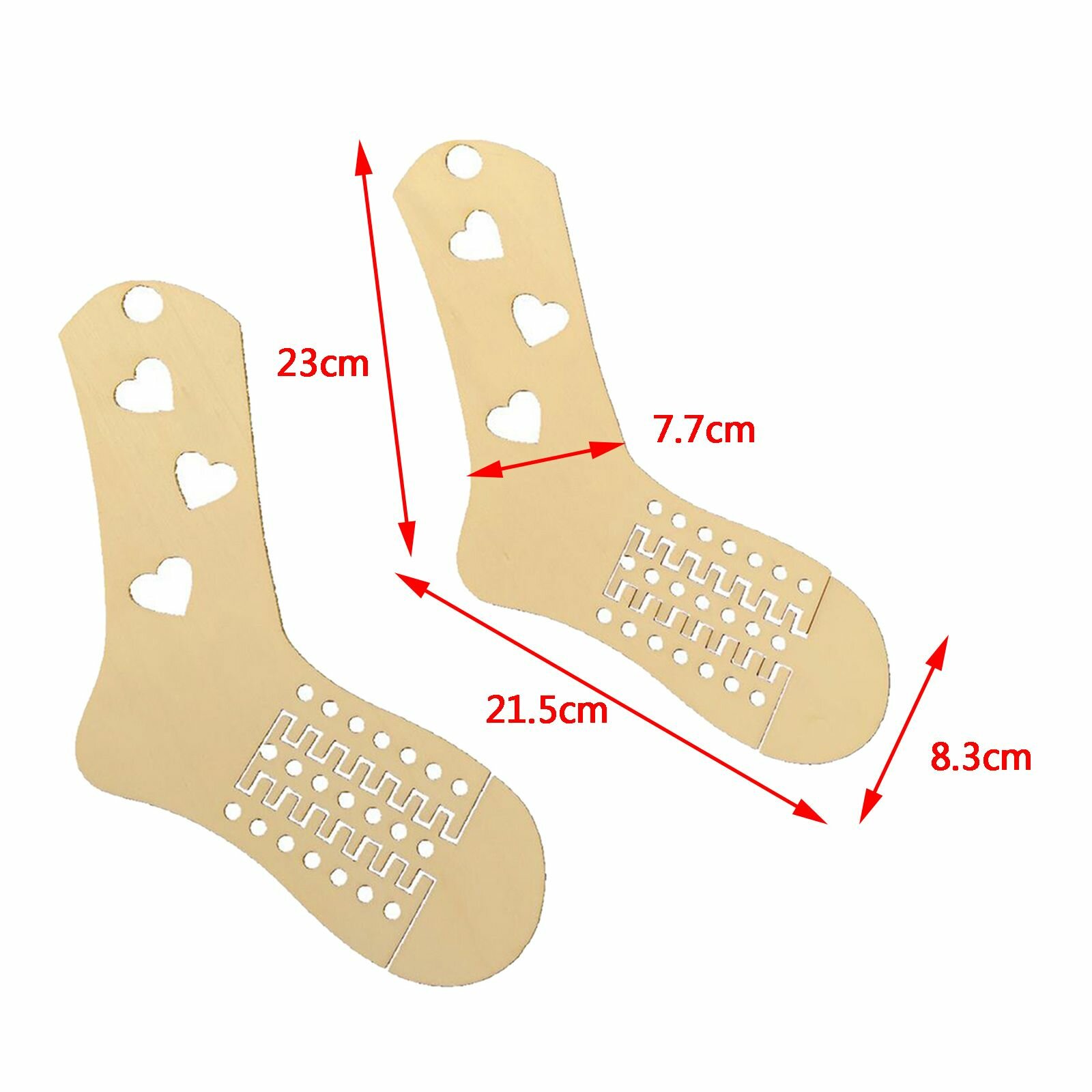 Два блокатора для вязания носков, деревянные формы для рукоделия, узор "сердце"