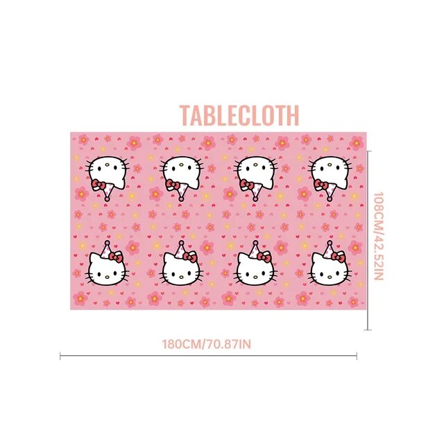 Розовые украшения для дня рождения в стиле Hello Kitty, одноразовые тарелки для вечеринки, скатерти, салфетки, товары для вечеринок для девочек и младенцев.