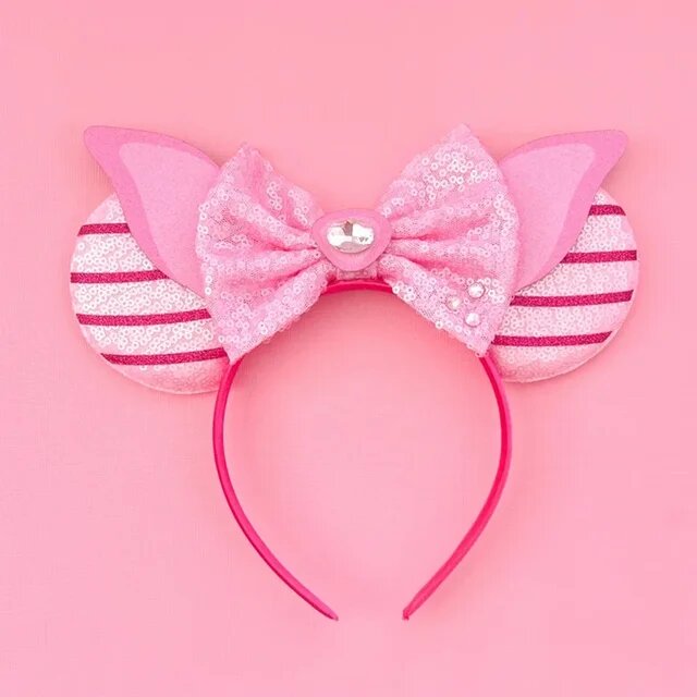 Повязка на голову Disney с белыми жемчужинами и ушками Микки Мауса, женское красочное украшение для волос из мягкого хлопка с бантиком, повязка на голову для девочки с Минни Маус, детский подарок.