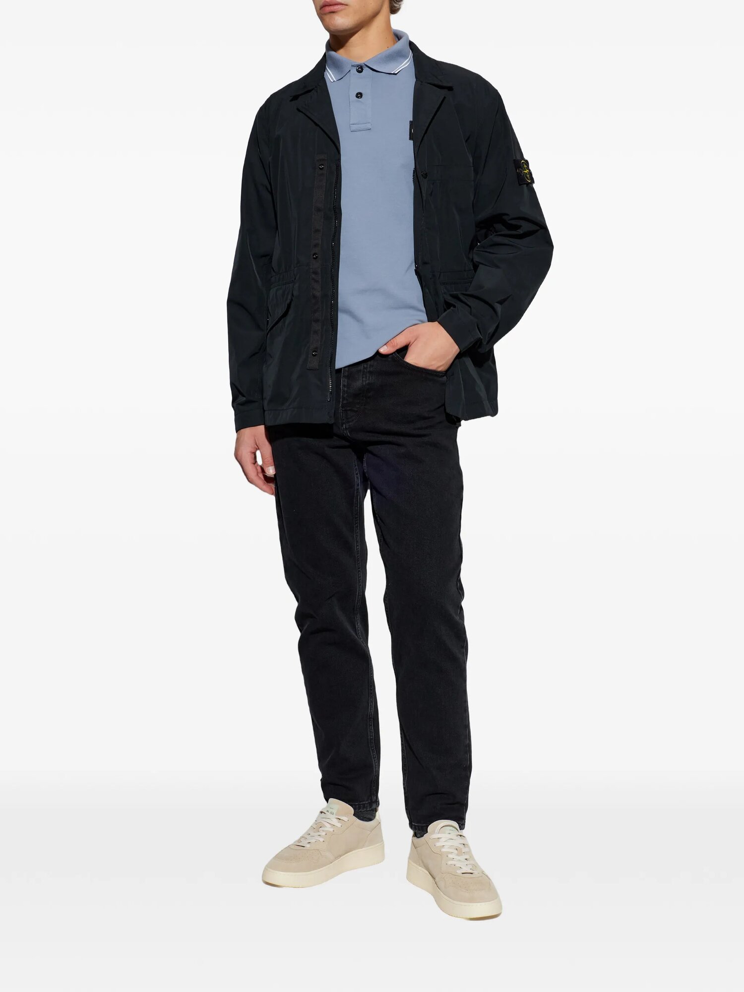 Рубашка Stone Island Logo-patch pocket overshirt, размер M, черный — фото 1