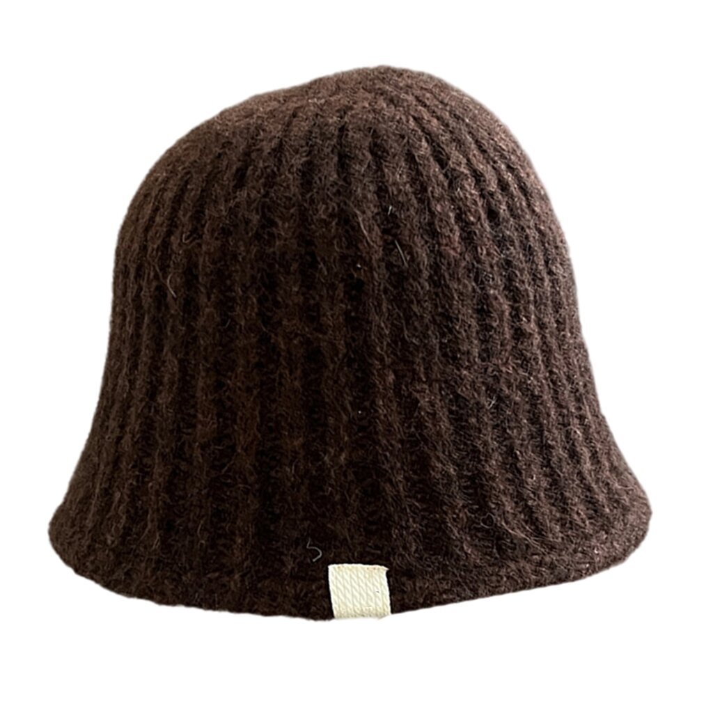 Осенне-зимняя рыбацкая шляпа женская вязаная панама-коричневый