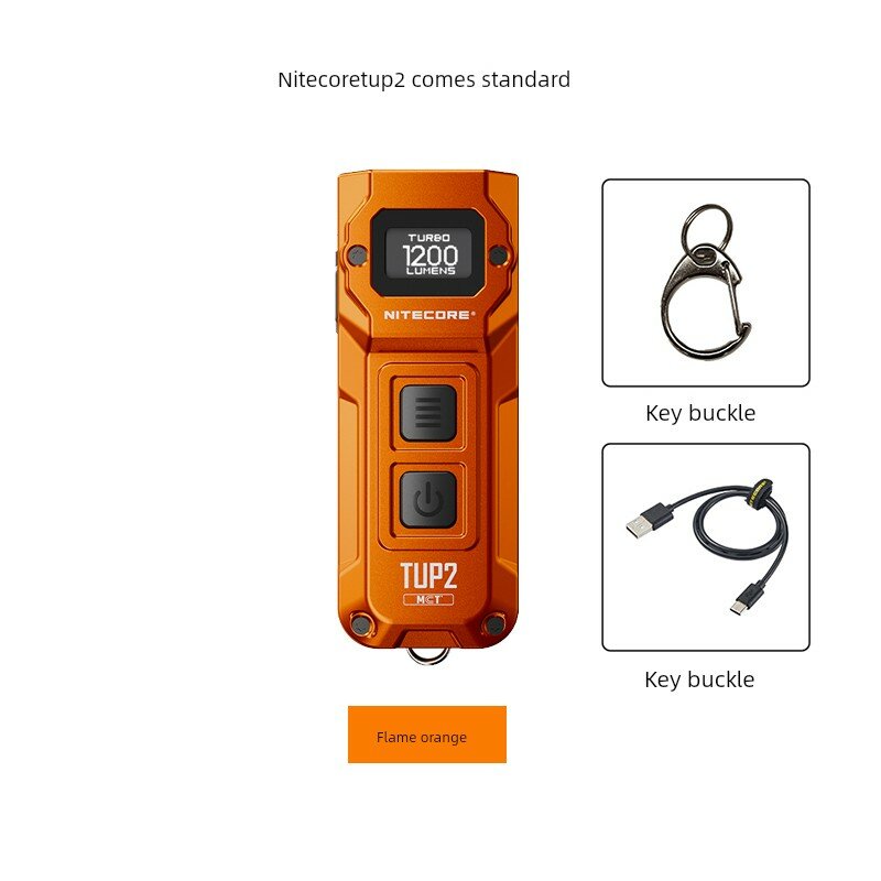 NITECORE TUP2 Ключевой фонарик - Огненно-оранжевый, 1000 люменов, перезаряжаемый с LED-дисплеем компактный