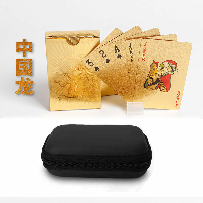 Золотые покерные карты, моющиеся, долговечные, золотая фольга, подарок для покера, пластиковые PVC, бридж, маджонг, внешняя торговля