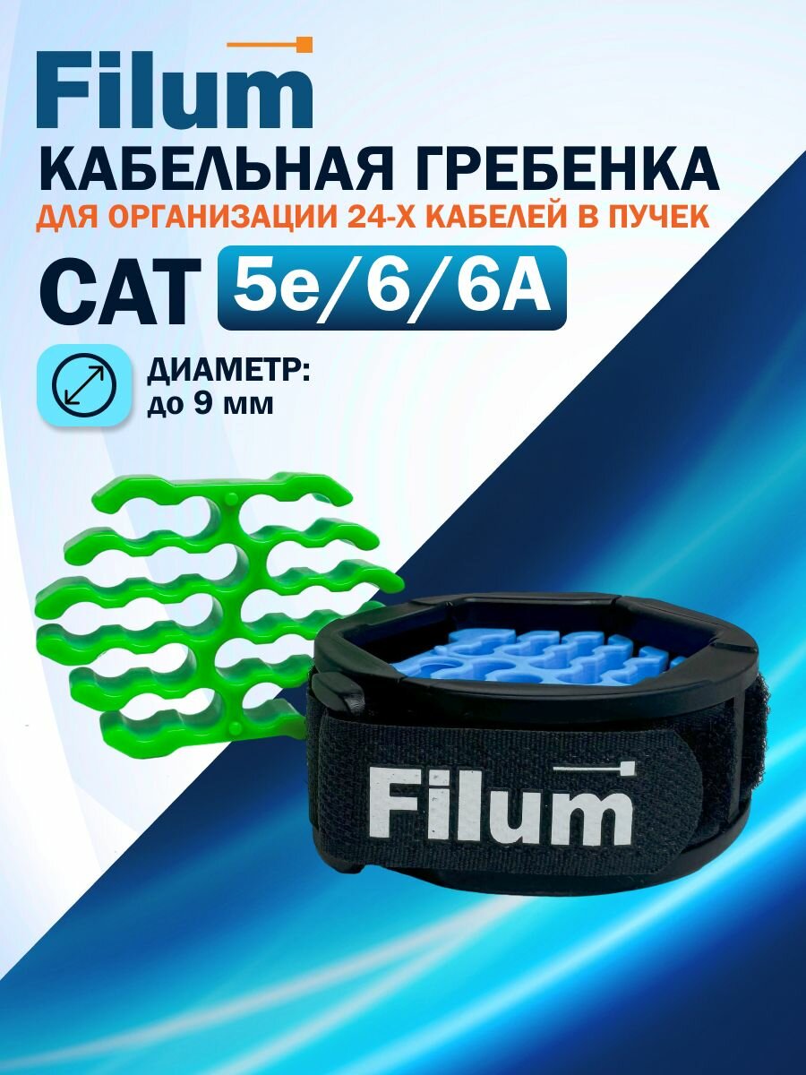 Гребенка кабельная Filum FL-CM-5, Cat 6, для 24 кабелей, внешний диаметр до 9 мм