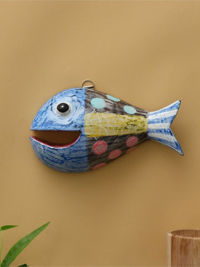 Панно Рыба-хищник , 20 12 4 см, дерево, разноцветное