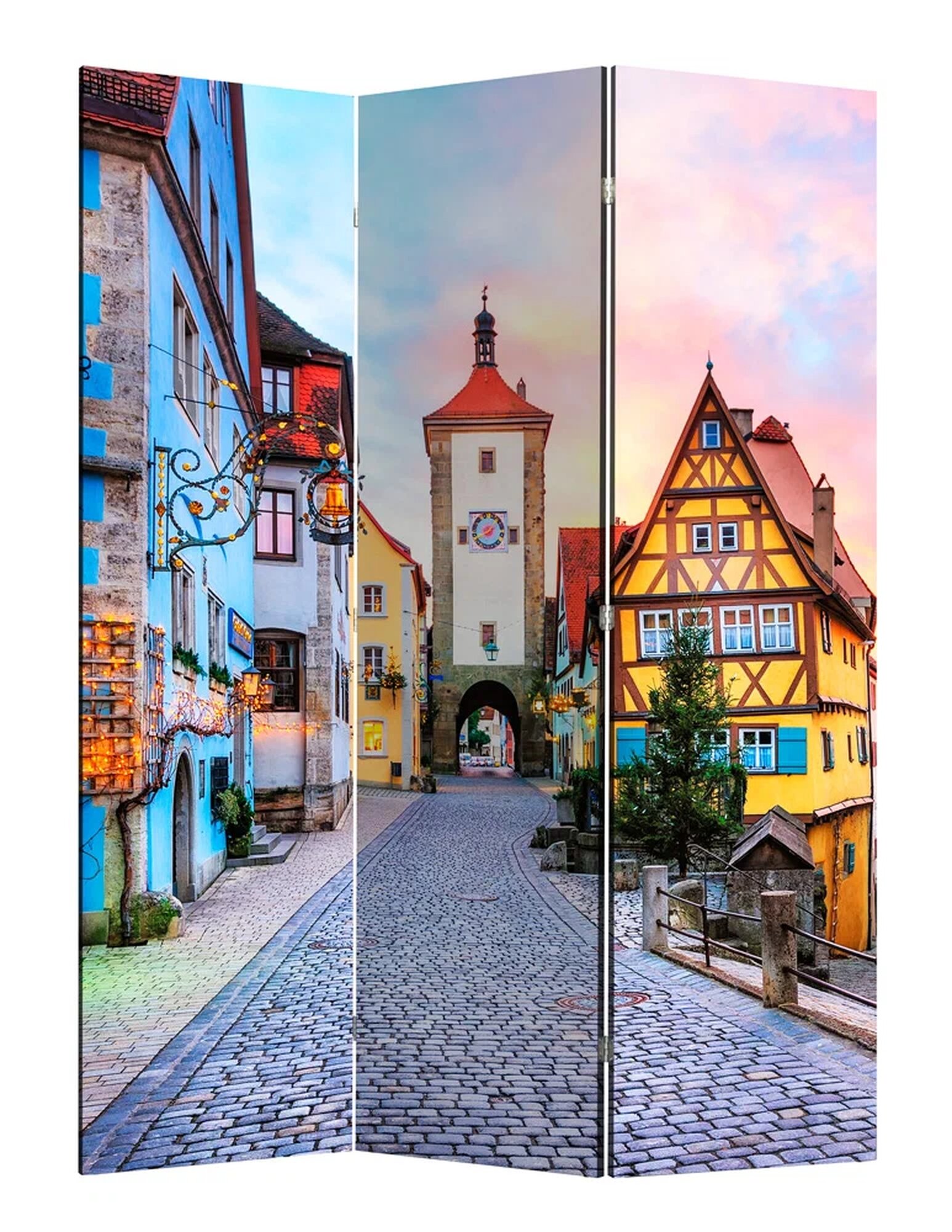 ПВХ ширма перегородка для зонирования Улицы города - 3, размер 177х141/47 см