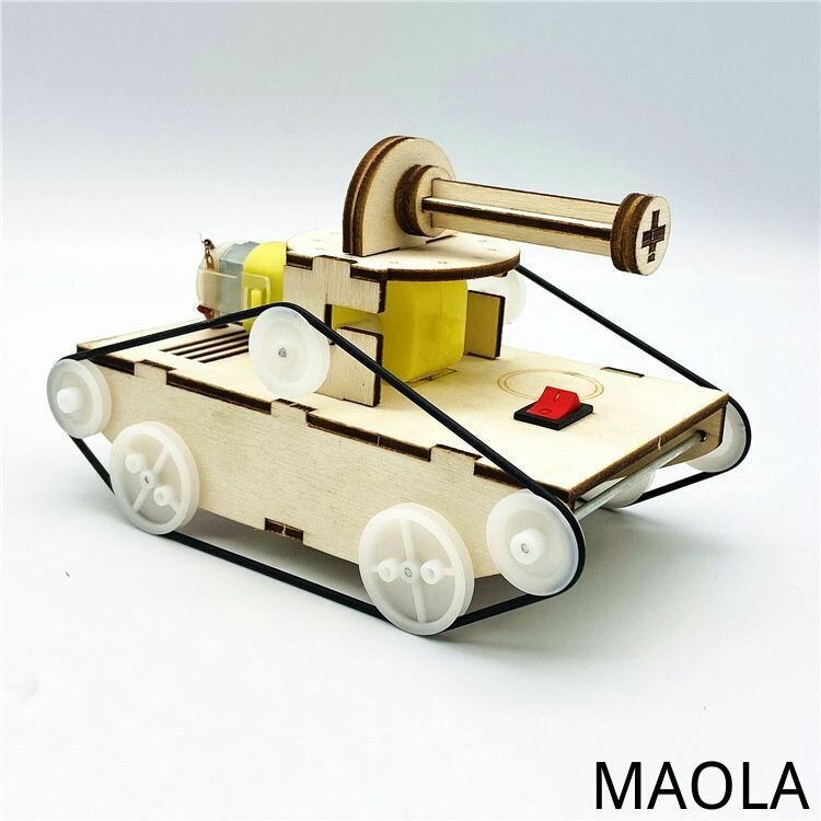 Конструктор электронный деревянный для детей "танк", занимательная физика.