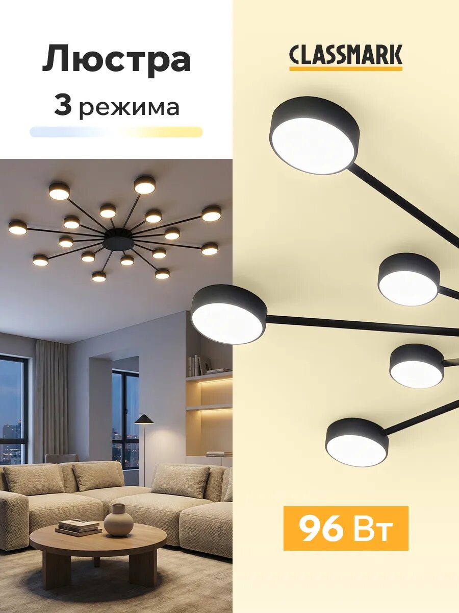 Люстра потолочная светодиодная для спальни и гостиной