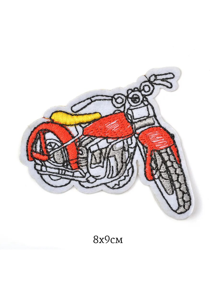 Аппликация пришивная Мотоцикл 8х9см 10шт