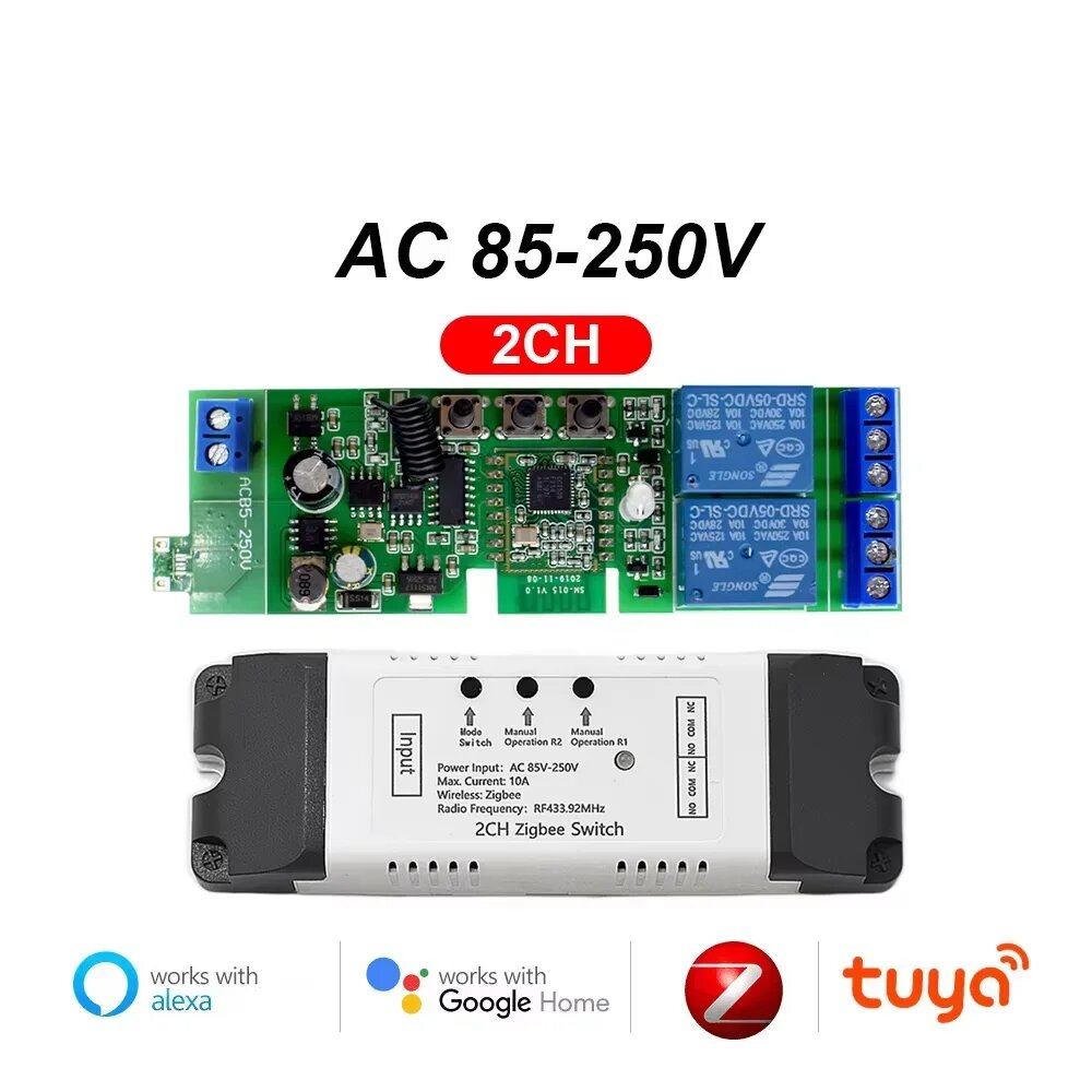 Scimagic-RC ZigBee релейный модуль для умного дома 2CH Zigbee 85-250V