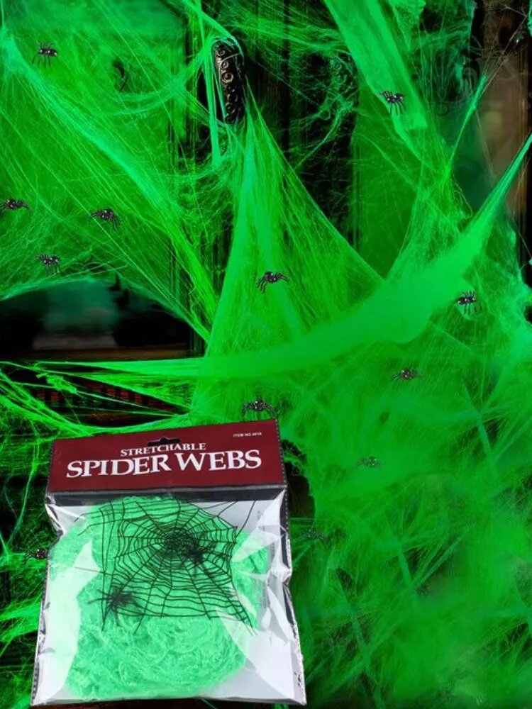 Искусственная паутина зеленого цвета, 20 г декор для Хэллоуина, 1 упаковка
