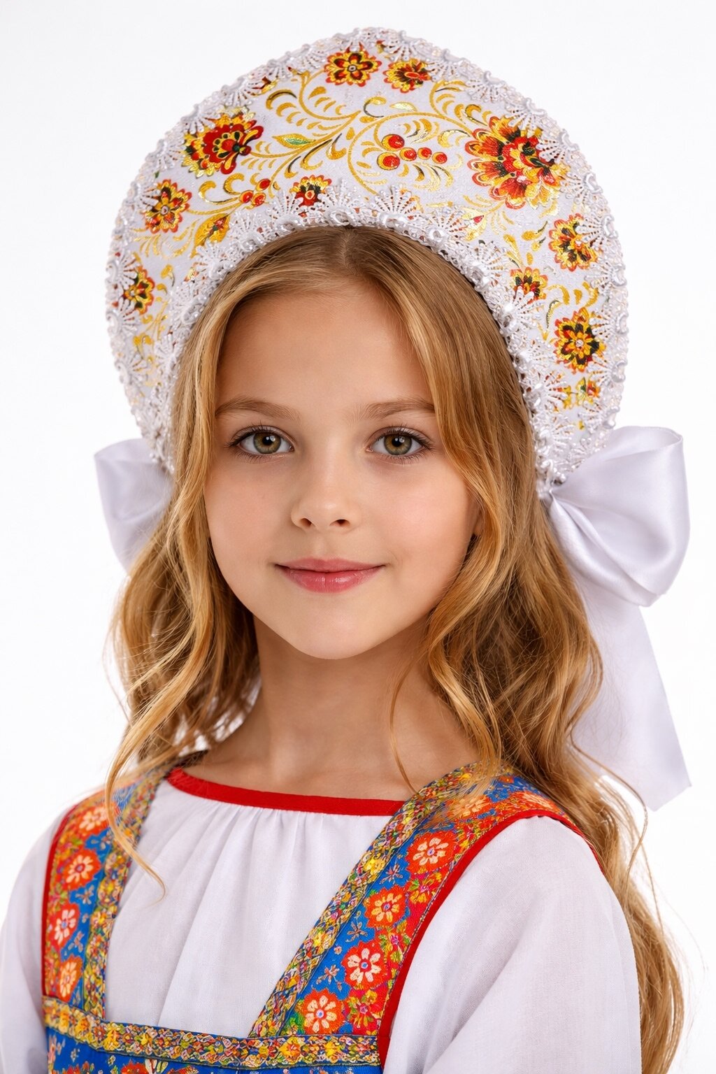 Кокошник "Русско-народный", белый, универсальный размер, для девочек