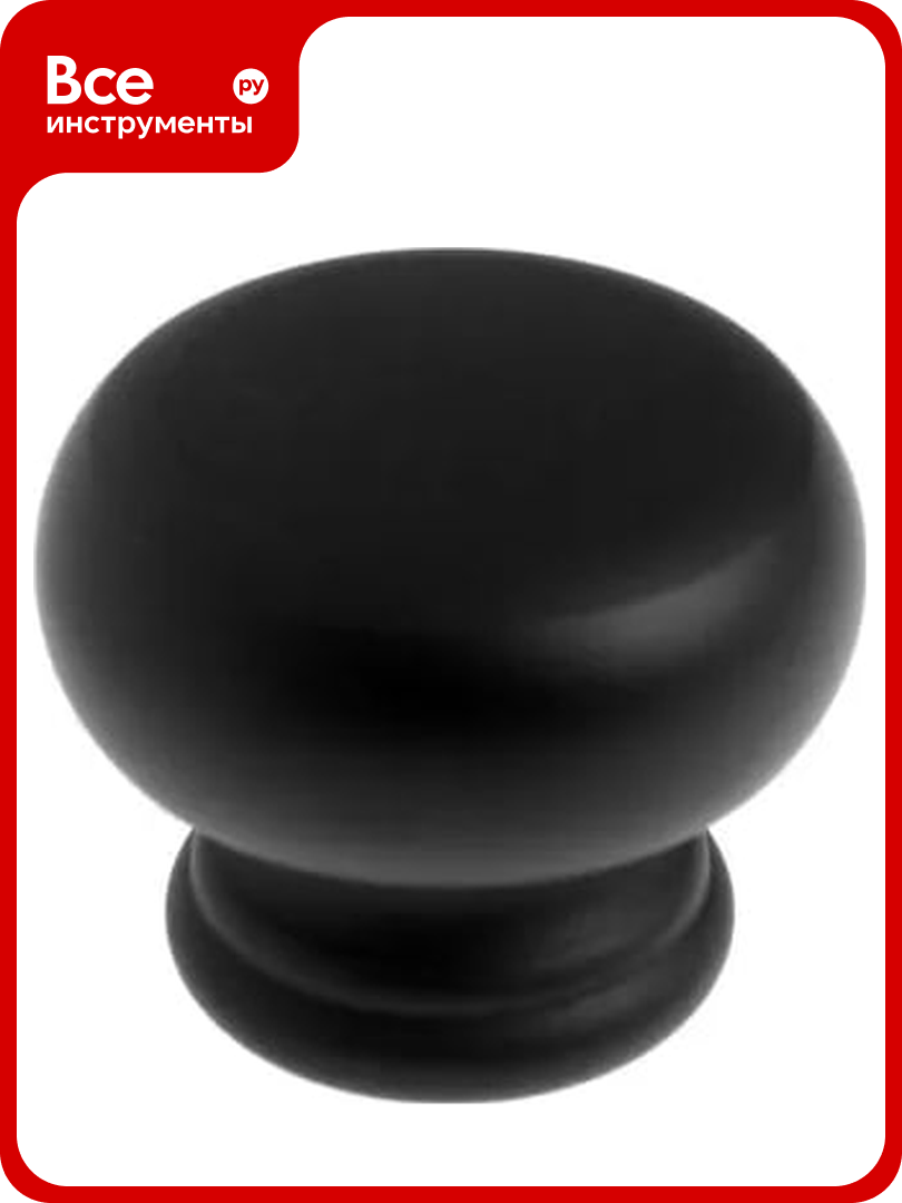 Ручка‑кнопка CAPPIO чёрный алюминиевый, матовое покрытие, накладной монтаж для корпусной мебели, современный стиль