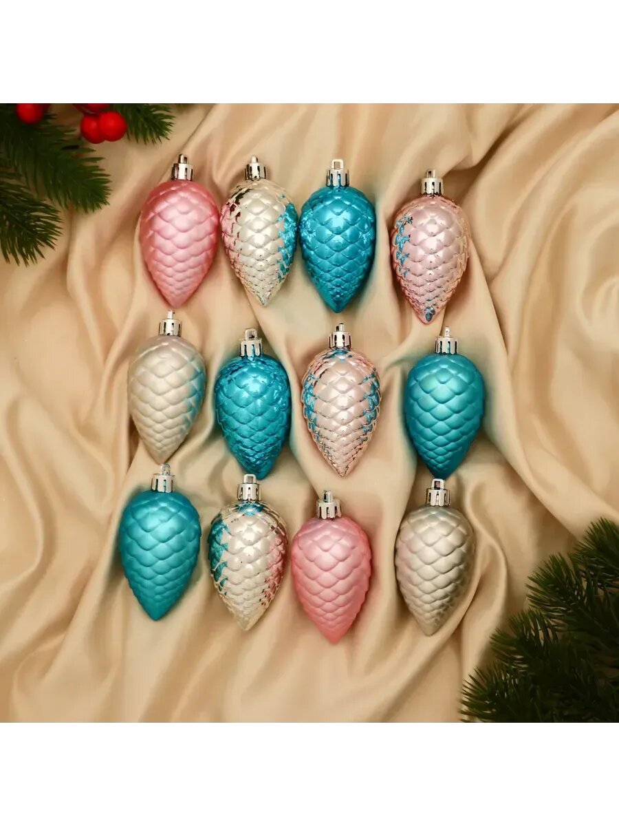 Новогодние украшения 12 шт Шишечки 6 см