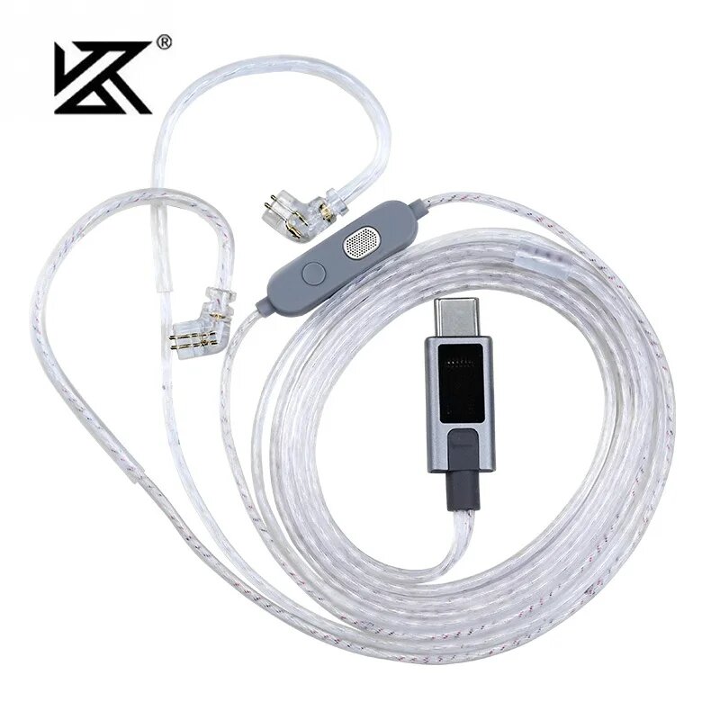 KZ M2 Кабель для наушников ЦАП декодирования типа C Двойной микрофон Посеребренные обновленные кабели IEM с переключателем настройки эквалайзера для наушников C PIN