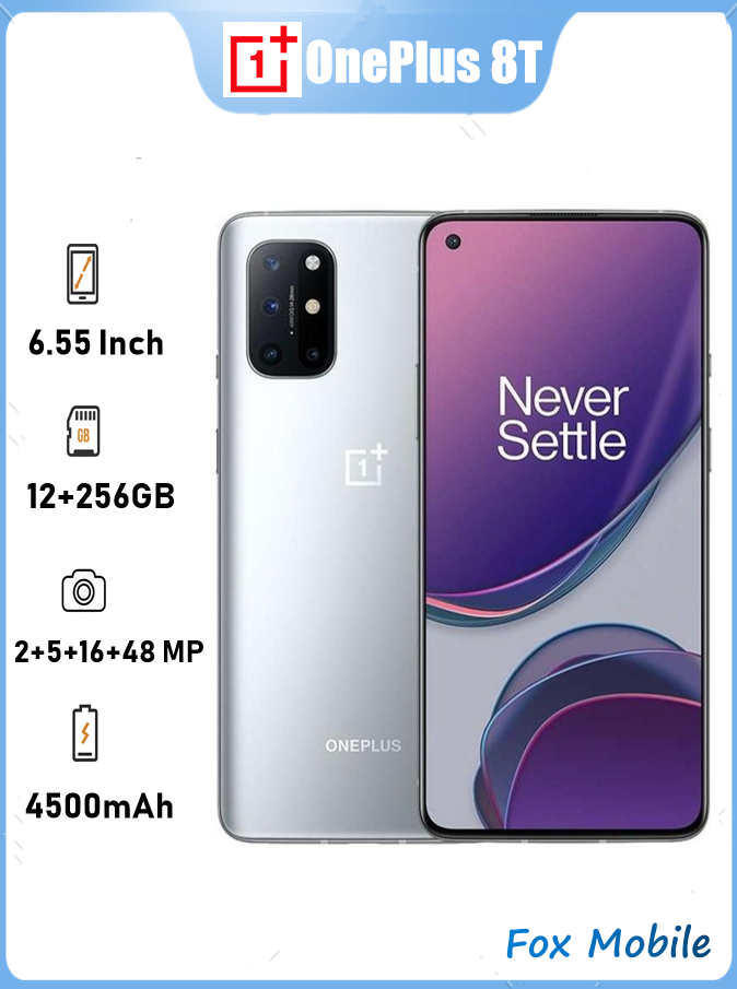 Смартфон OnePlus 8T 12/256 ГБ Dual nano SIM Lunar Silver серебристый (в комплекте с евроадаптером)