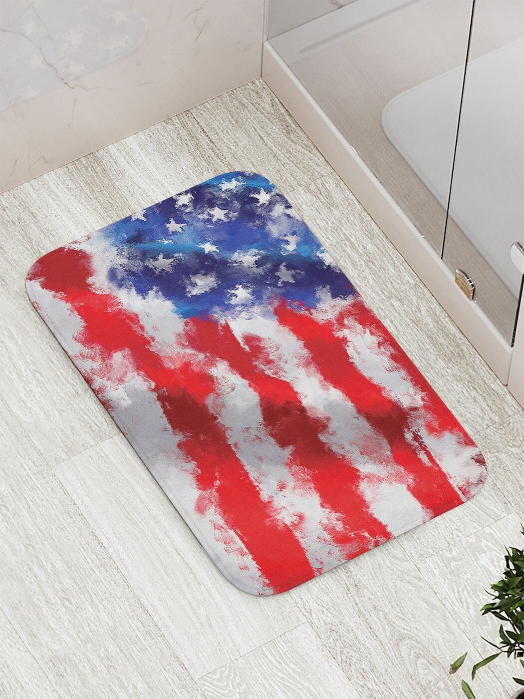 Коврик для ванной комнаты, туалета "Флаг америки в красках" противоскользящий, 52х77 см, JoyArty