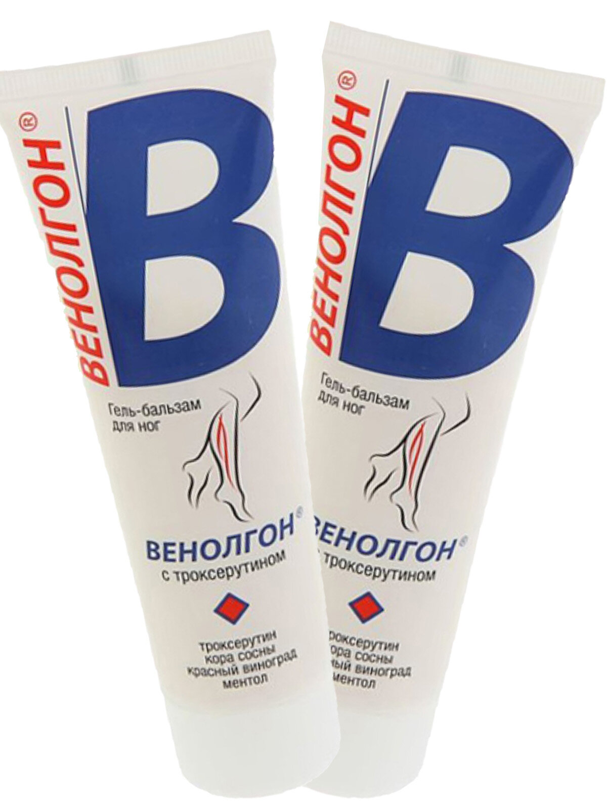 Гель-бальзам "Венолгон" с троксерутином, для снятия отеков и боли в ногах, 75 мл х 2 шт