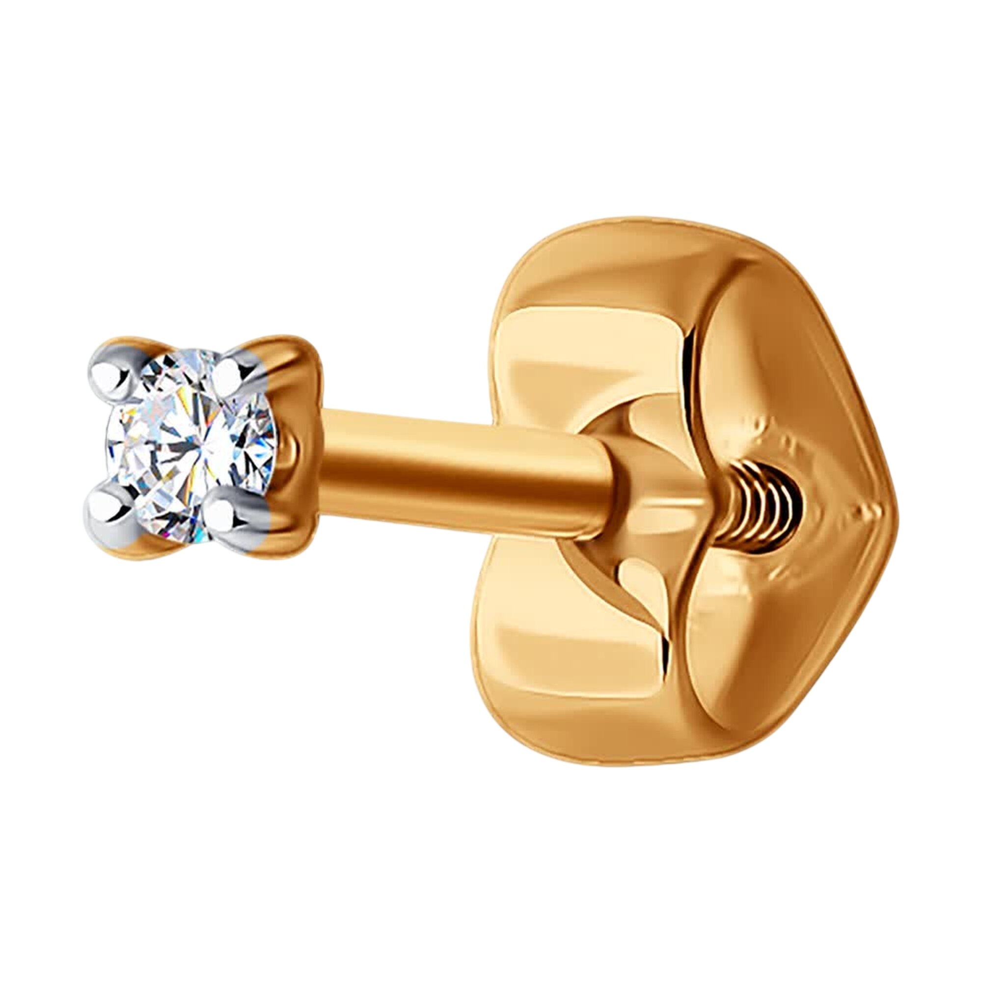 Моносерьга, красное золото, 585 проба, бриллиант