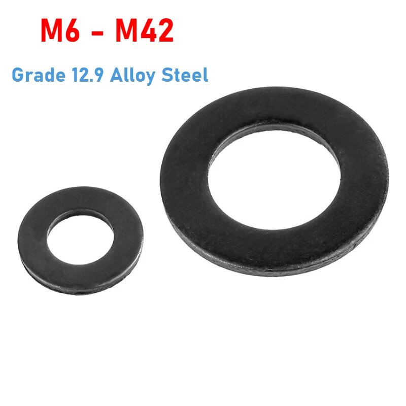 Шайбы черные из стали 12.9 M6-M42 M6x12x1.6mm (50pcs)