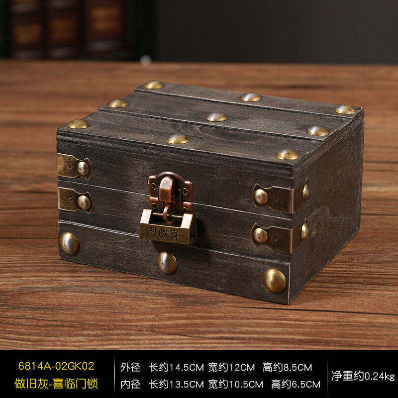 2026 Ретро деревянная коробка для хранения с замком для косметики, заколок, ювелирных изделий, ключей, ностальгическая изысканная упаковка деревянной коробки