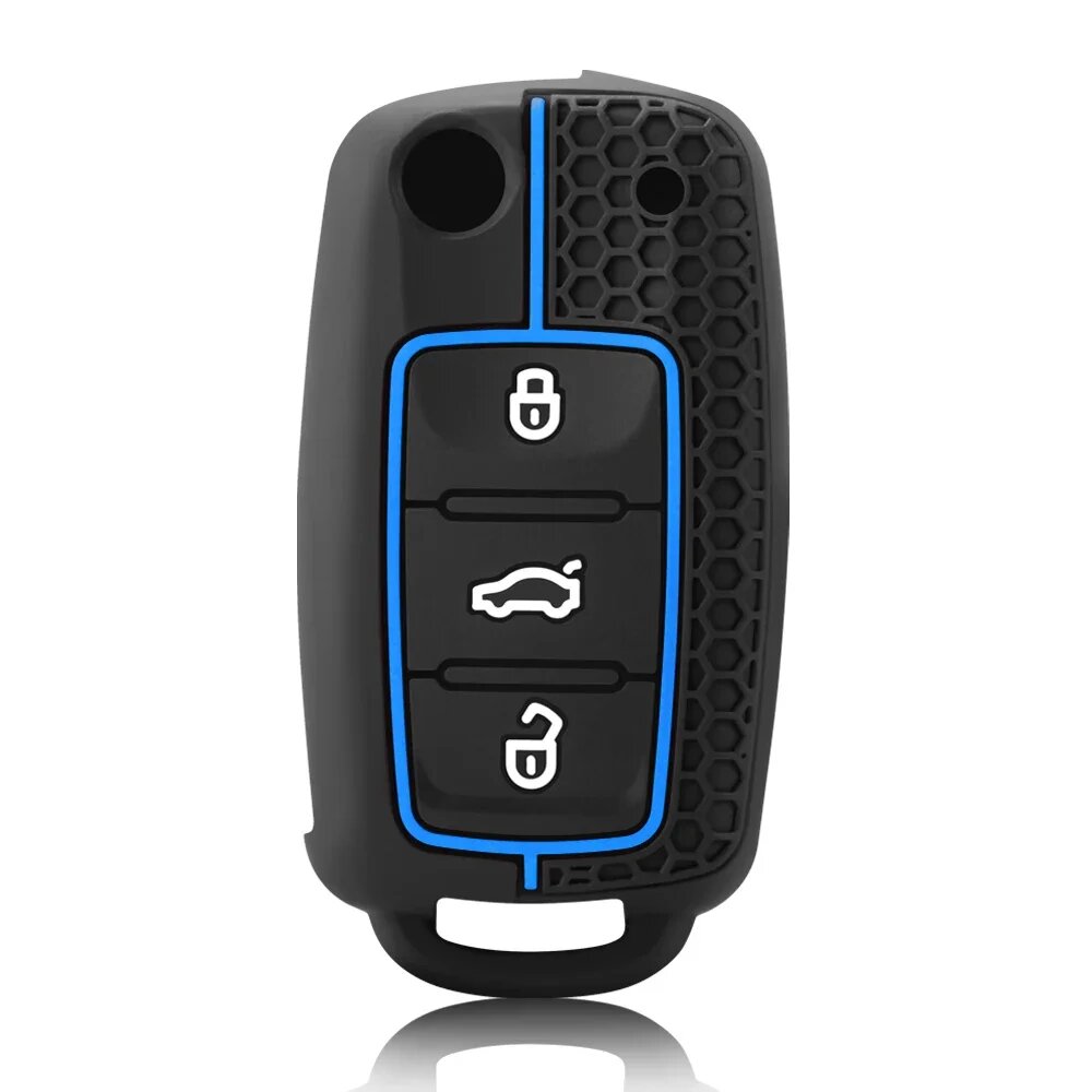 Силиконовый чехол для ключей от автомобиля, полное защитное чехол для ключей, сумка для VW Volkswagen Polo Tiguan Passat Golf Jetta Lavida Skoda Octavia Синий